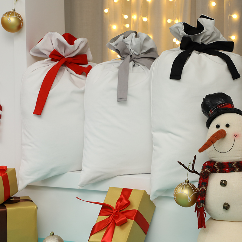 White Canvas Christmas Santa Sacks