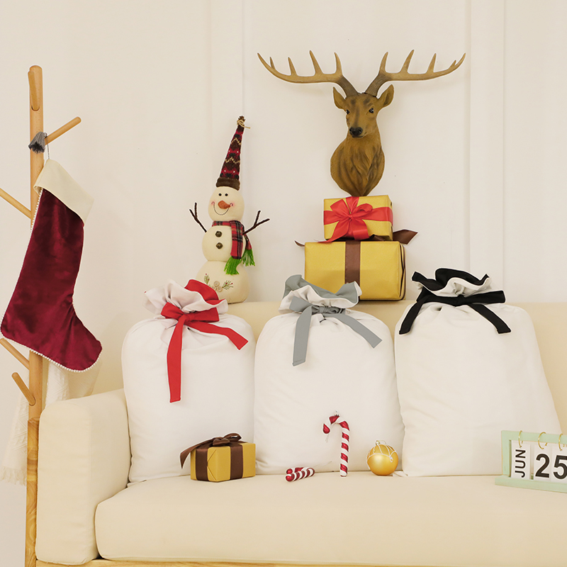White Canvas Christmas Santa Sacks