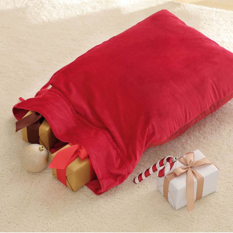 Drawstring White Velvet Santa Sack